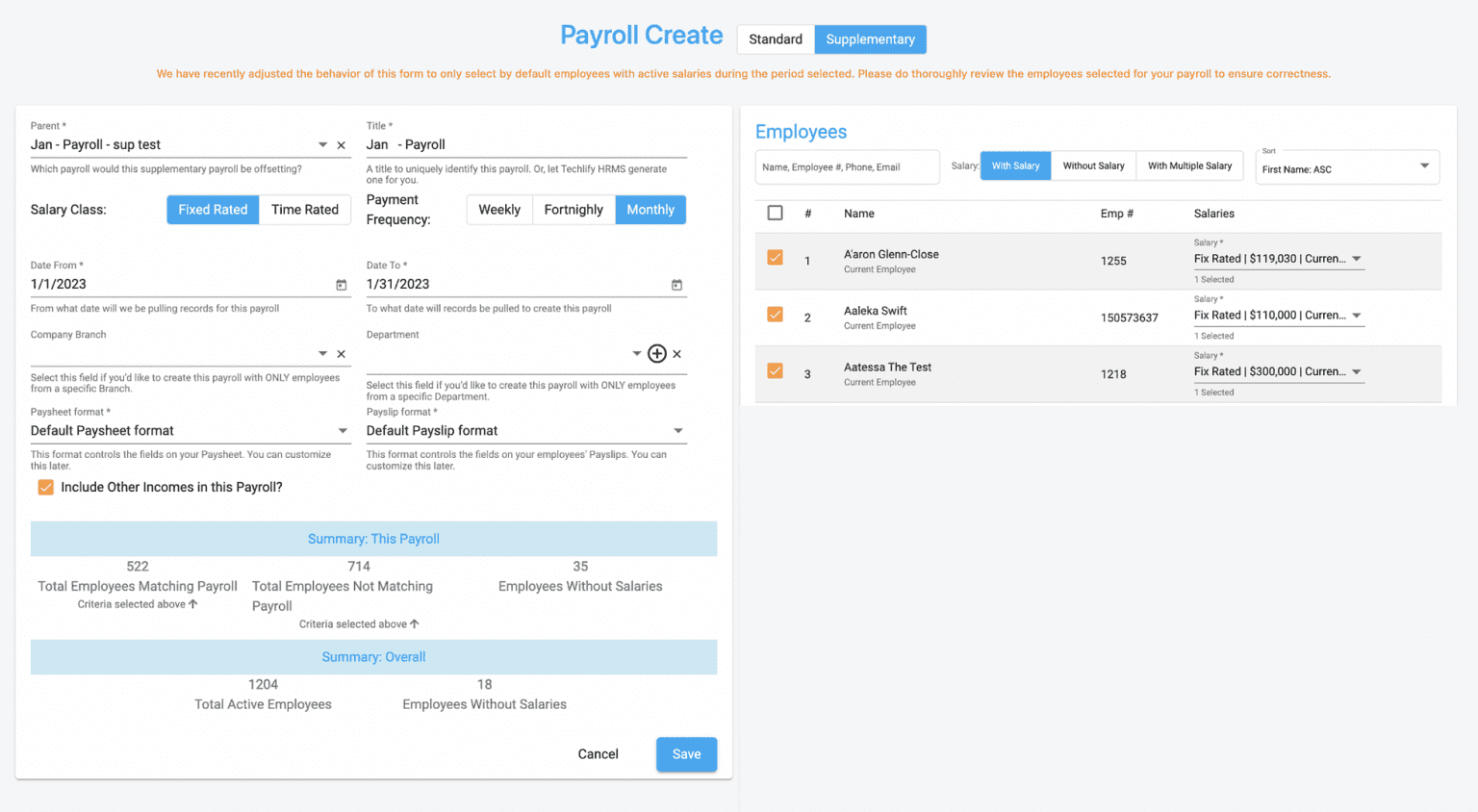 How to use Supplementary Payroll - TechlifyHR