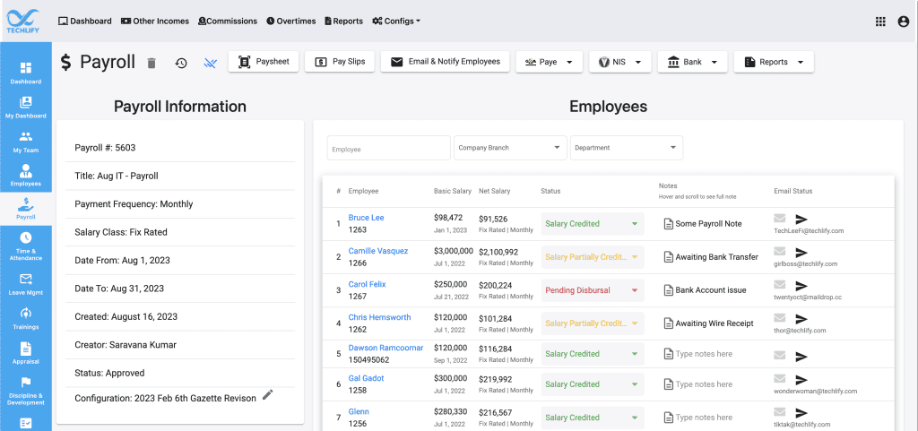 Payroll Employee Notes/Statuses, Employee Surveys & Discipline Reports ...