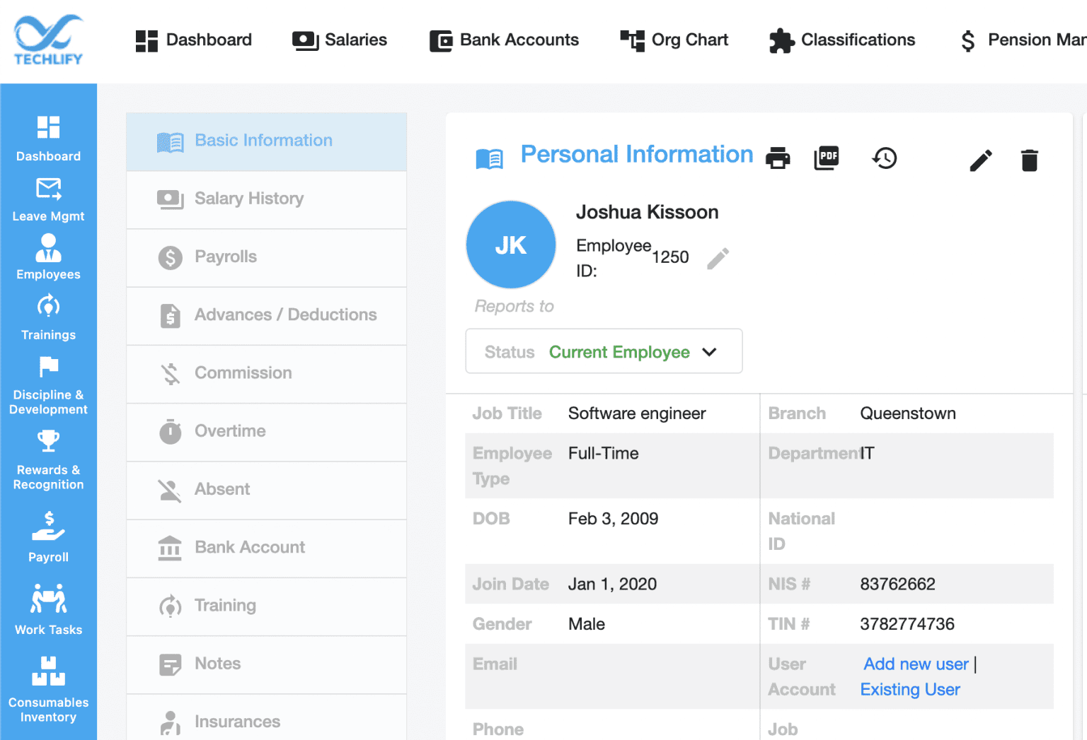 Setting up employee self-service user accounts - TechlifyHR